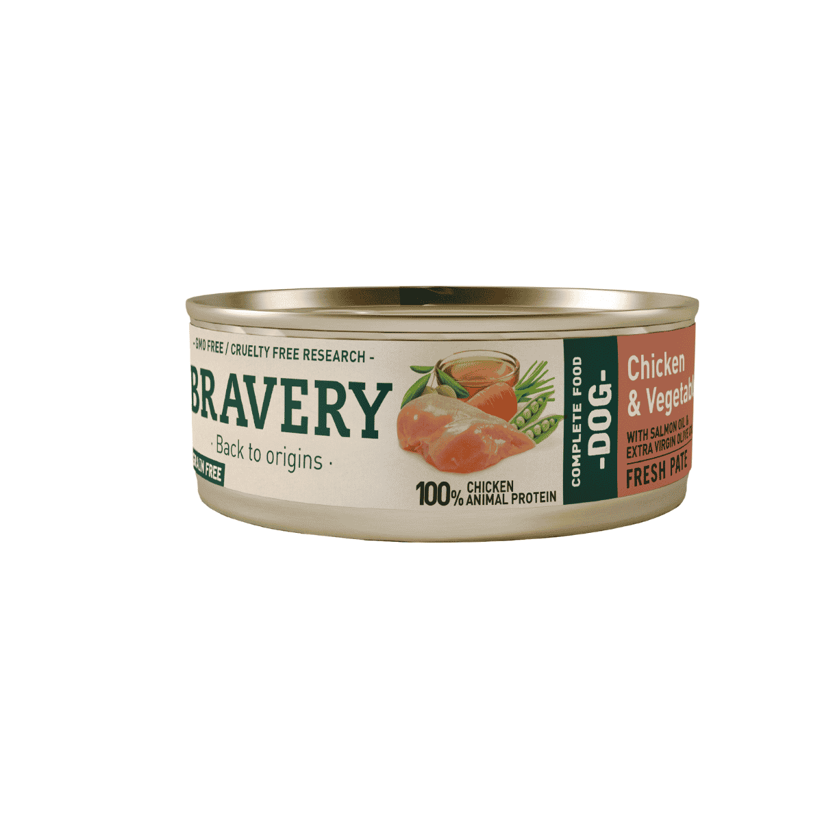 Bravery Para Perros Pollo Y Vegetales Lata 80 Gr | DIPET.CL